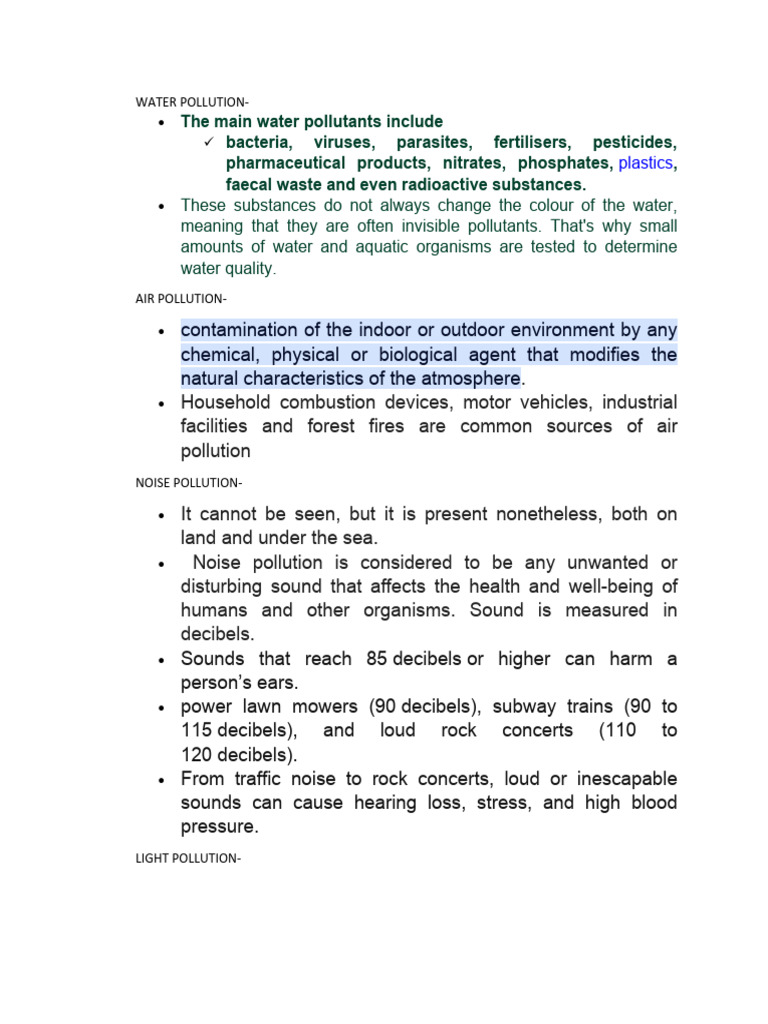 Types of Pollution | PDF | Air Pollution | Water Pollution