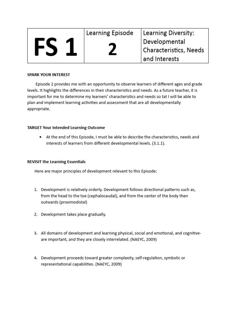 FS 1 Le 2 | PDF | Learning | Preschool