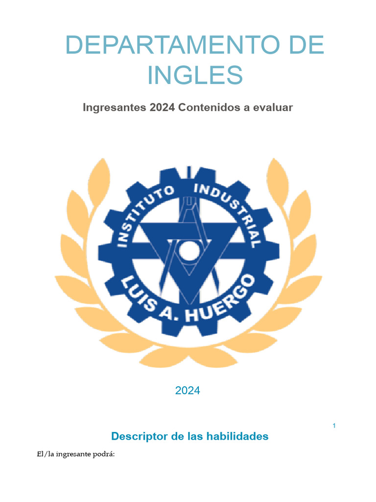 2024 - Ingles - Contenidos Minimos | PDF