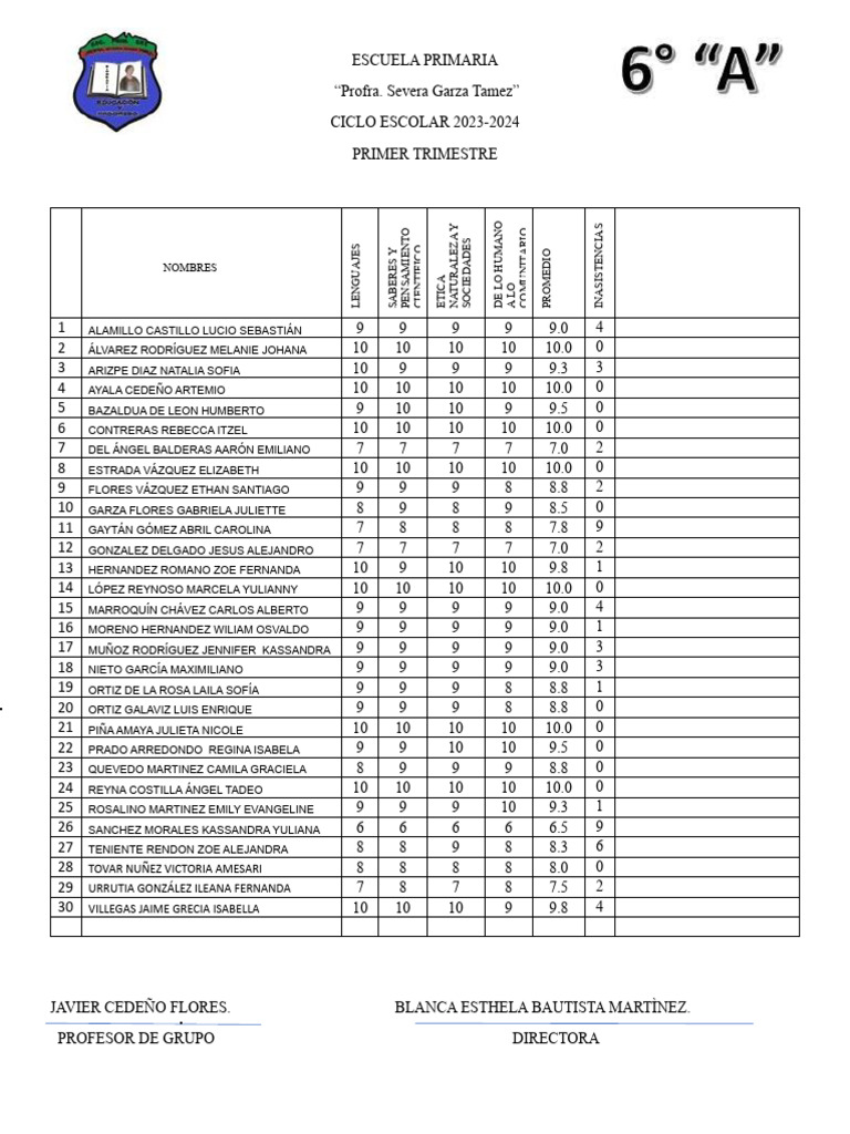 Concentrado Primer Trimestre | PDF