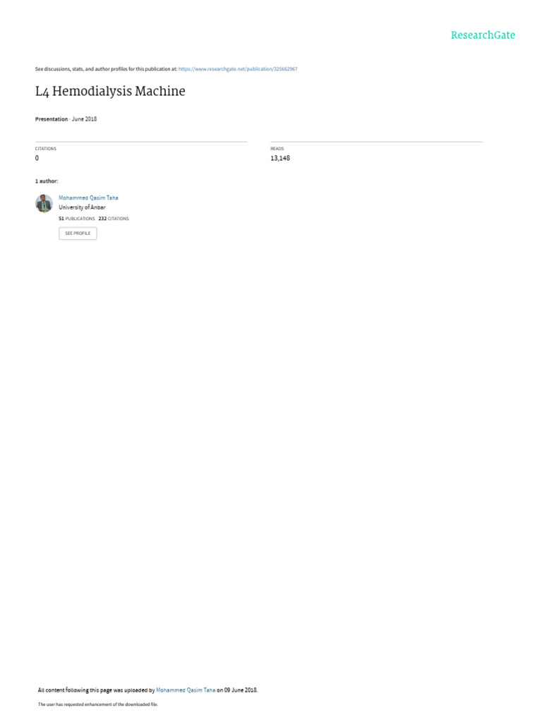 Hemodialysis Machine | PDF | Hemodialysis | Ph