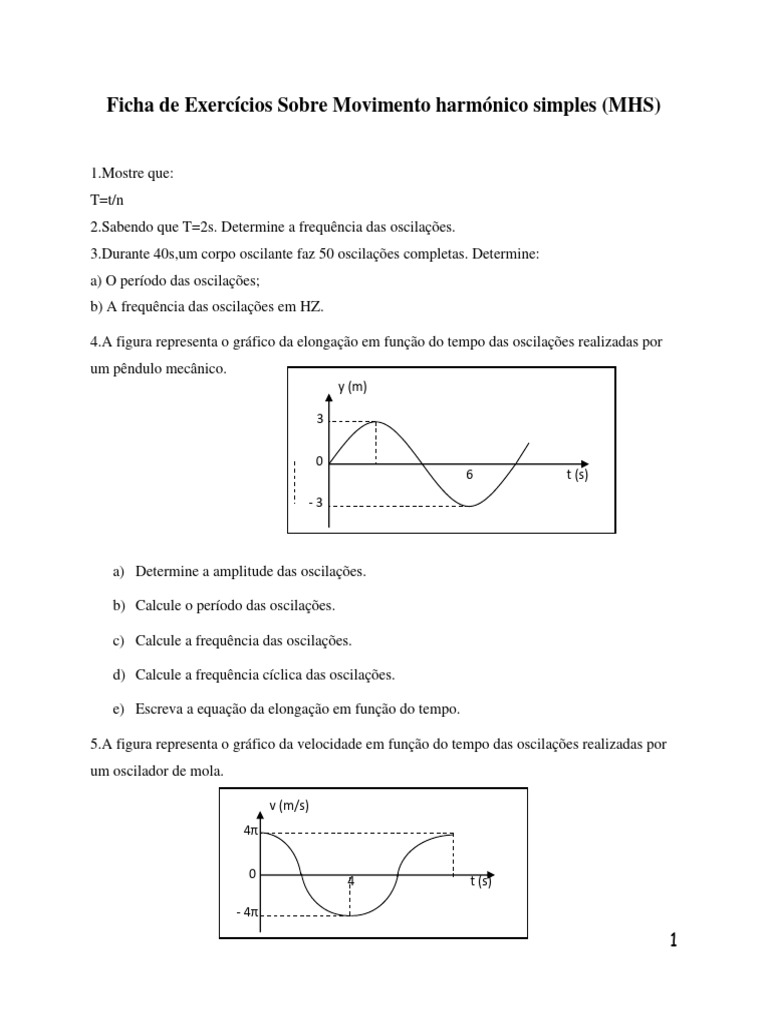 Exercícios sobre MHS | PDF
