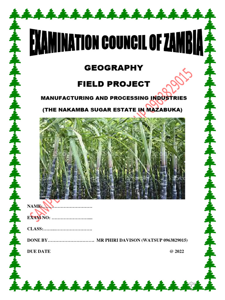 Sample Geo Field Project - Nakamba Sugar Estate - by D Phiri 0963829015 ...