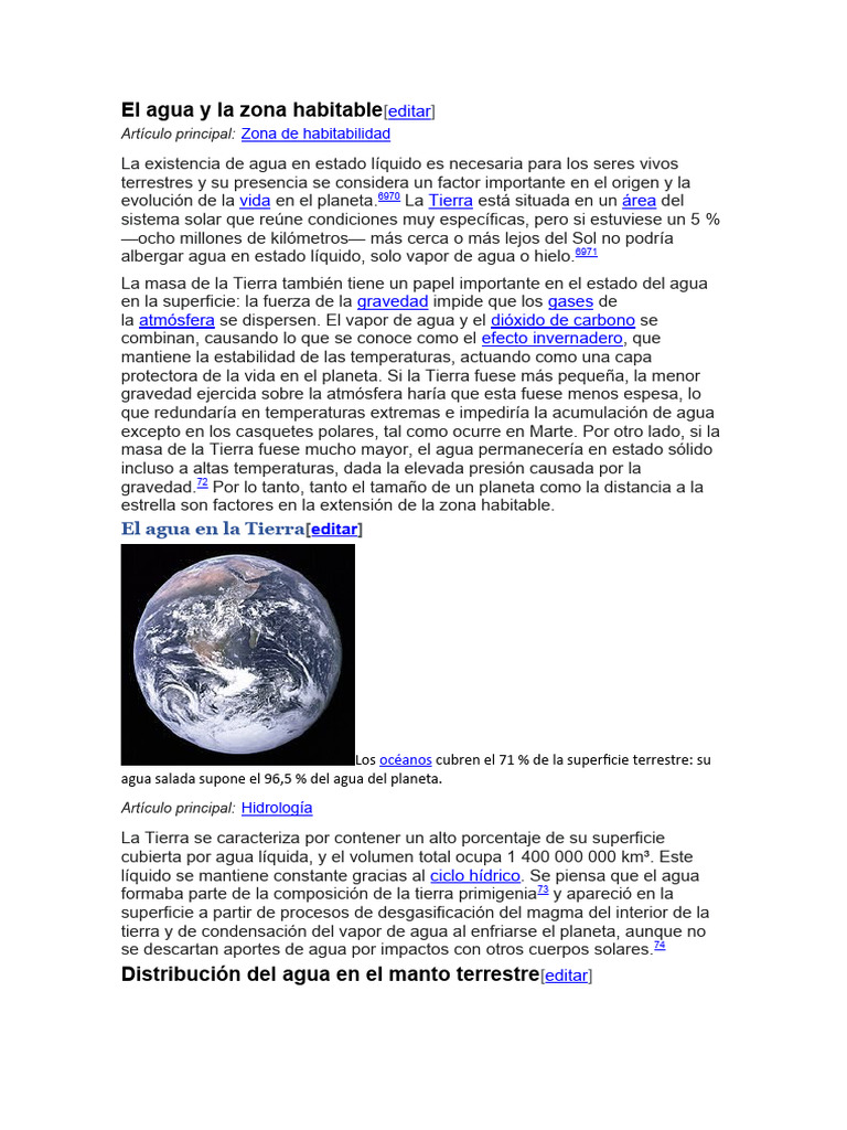 El Agua y La Zona Habitable | PDF | Agua | Tierra
