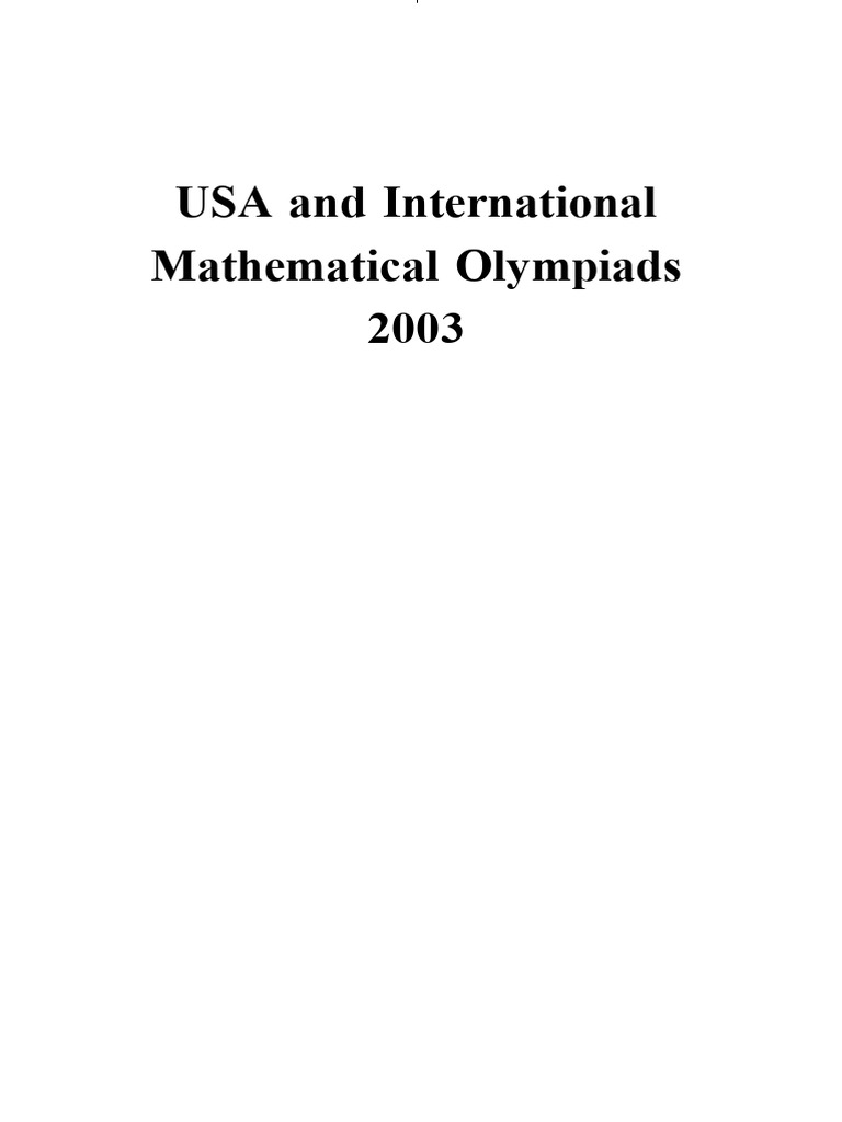 USA International Mathematical Olympiads 2003 | PDF | Mathematics