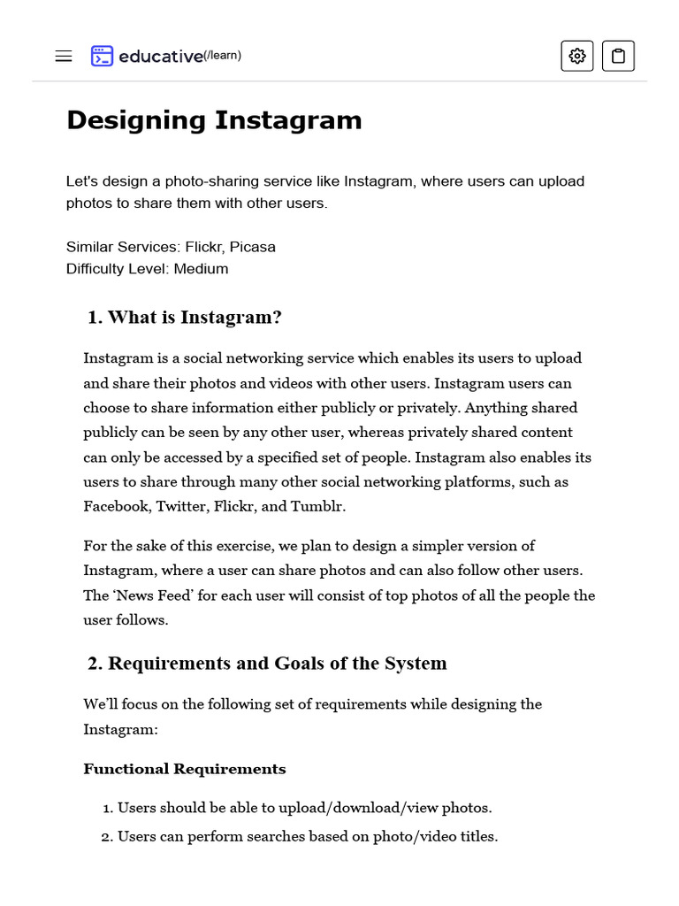 Designing Instagram - Grokking The System Design Interview | PDF ...