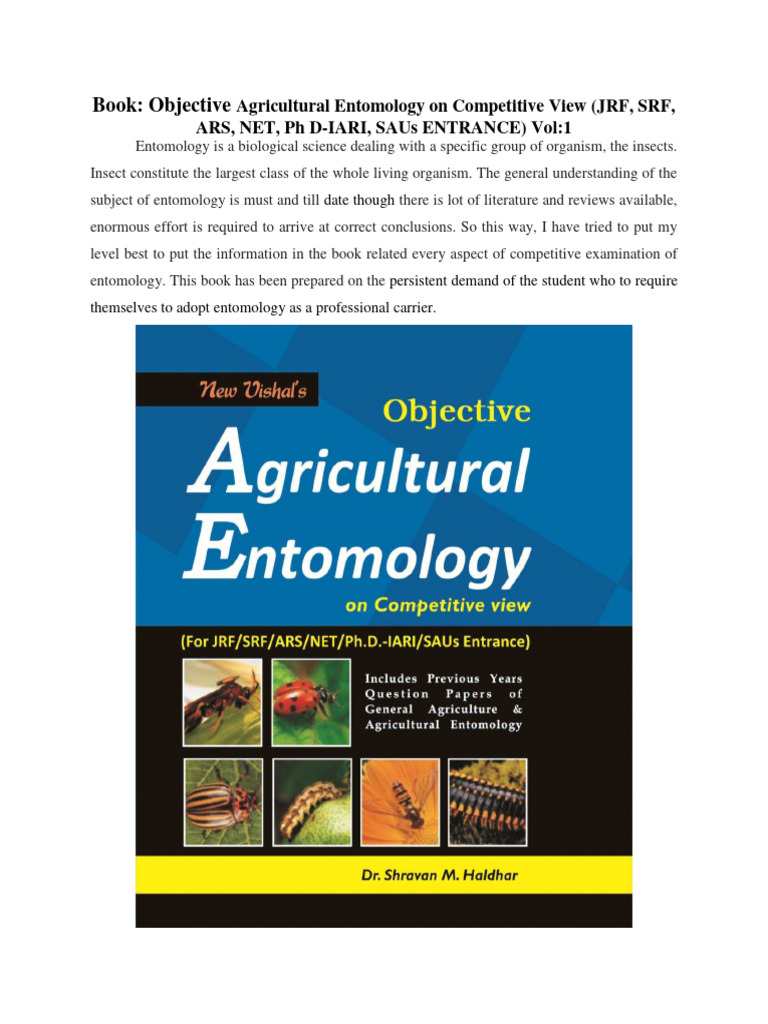 Objective Agricultural Entomology On A C | PDF | Science | Inquiry