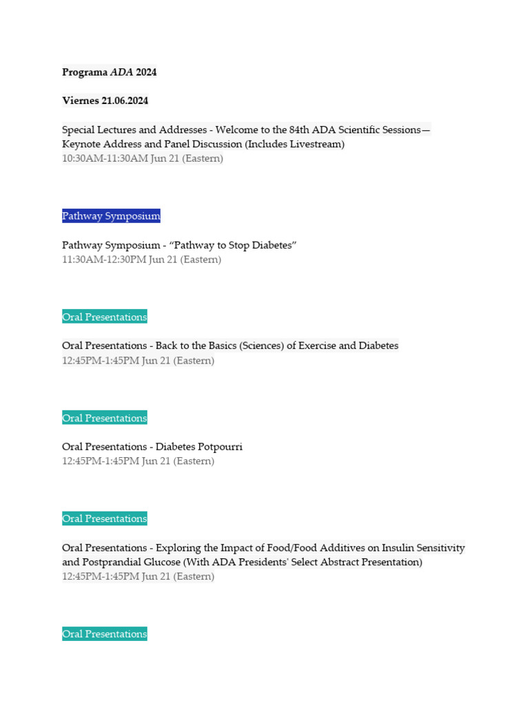 Programa ADA 2024 | Download Free PDF | Diabetes | Obesity