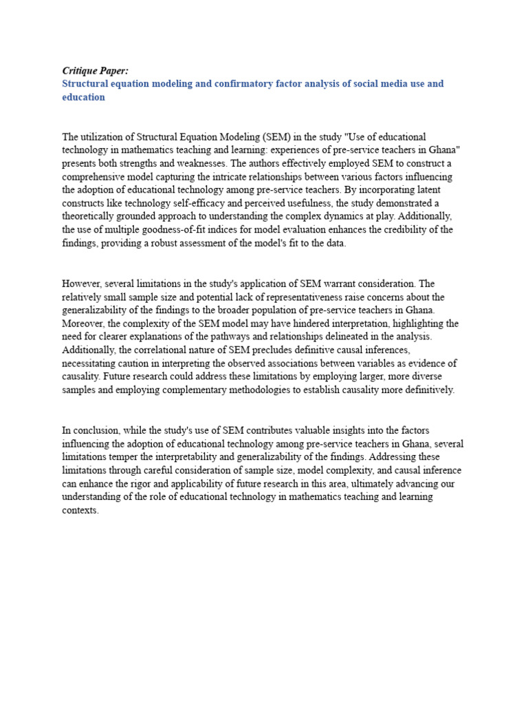 SEM CritiquePaper | PDF | Computers