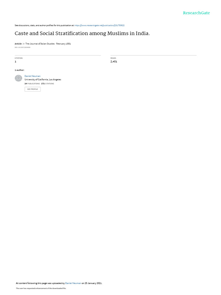 Cast in Muslims TheJournalofAsian | PDF | Caste