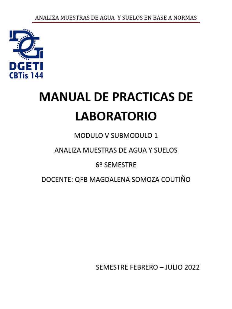 Manual de Practicas de Laboratorio de Analisis de Agua | PDF | Agua | Laboratorios