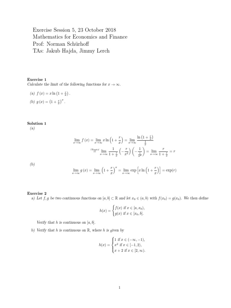 Exercises Mef 5 2018 Solution Pdf Approximation Mathematical Relations