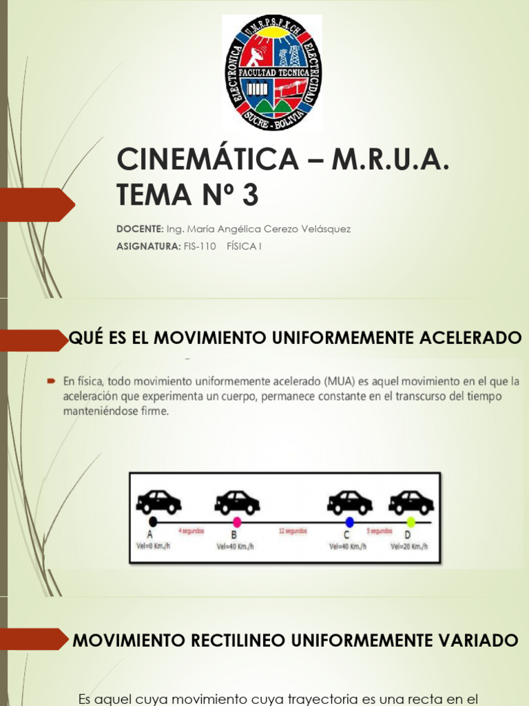 Movimiento Rectilineo Uniformemente Acelerado | PDF | Aceleración | Velocidad