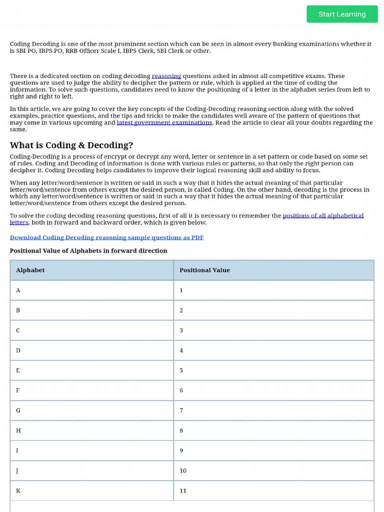 Coding Decoding Reasoning - Know Key Concept, Solved Examples & Tips | PDF Coding Decoding Reasoning - Know Key Concept, Solved Examples & Tips | PDF
