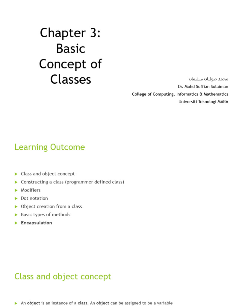 4 Chapter 3 - Basic Concept of Classes & Encapsulation | PDF | Class ...