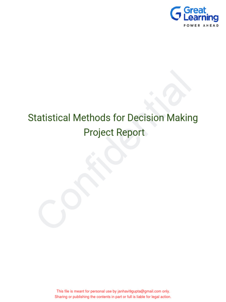 SMDM-Project Sample Business Report | PDF | Median | Statistics