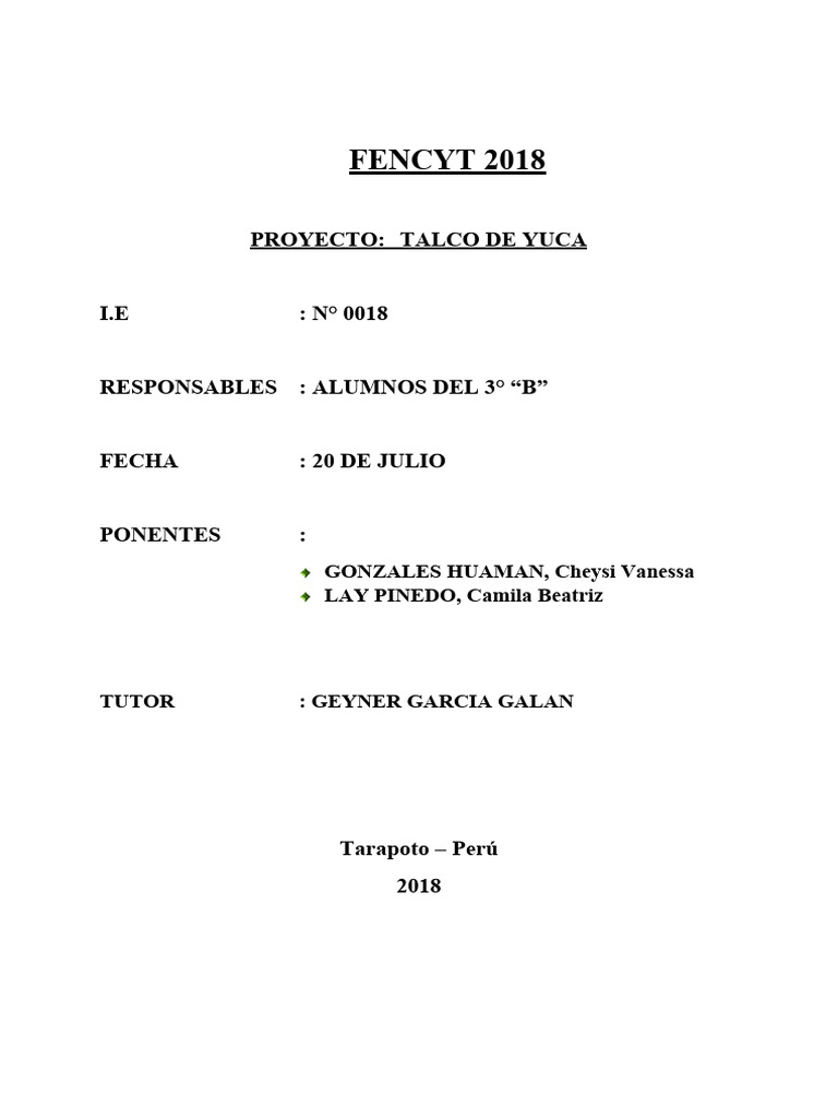 Proyecto Fencyt | PDF | Alimentos | Vitamina