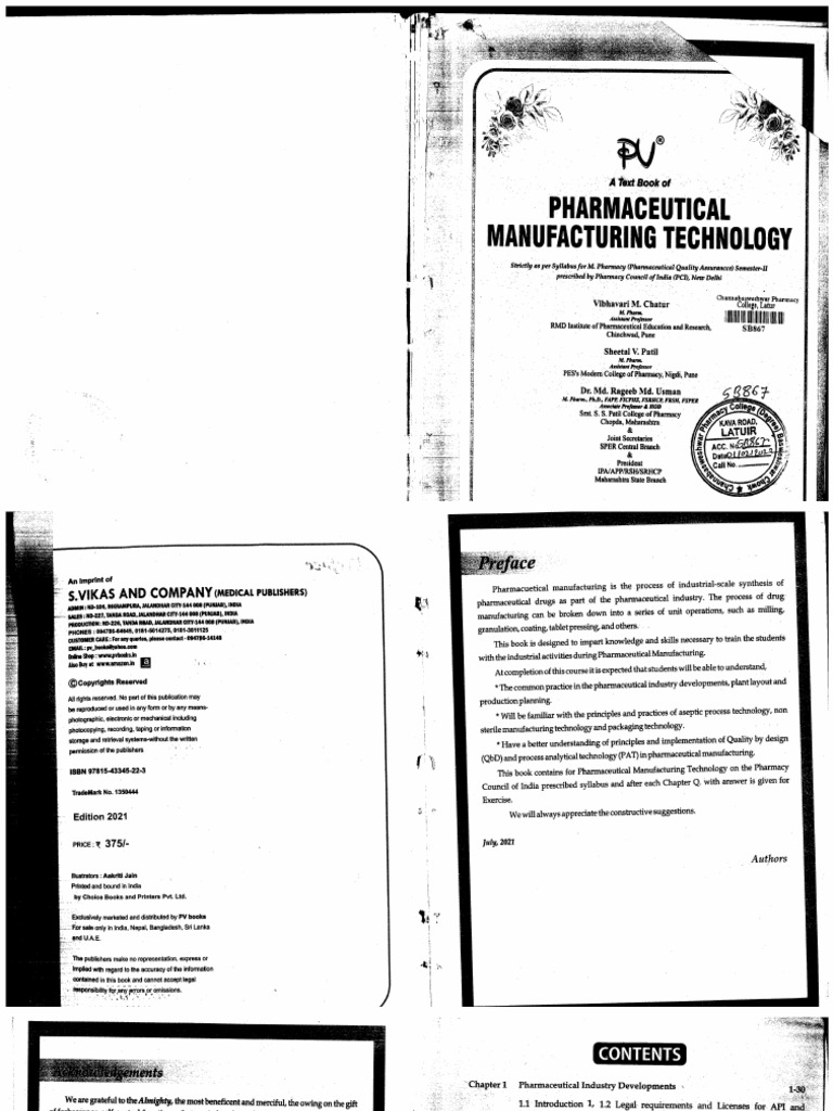 PHARMACEUTICAL MANUFACTURING TECHNOLOGY PV | PDF