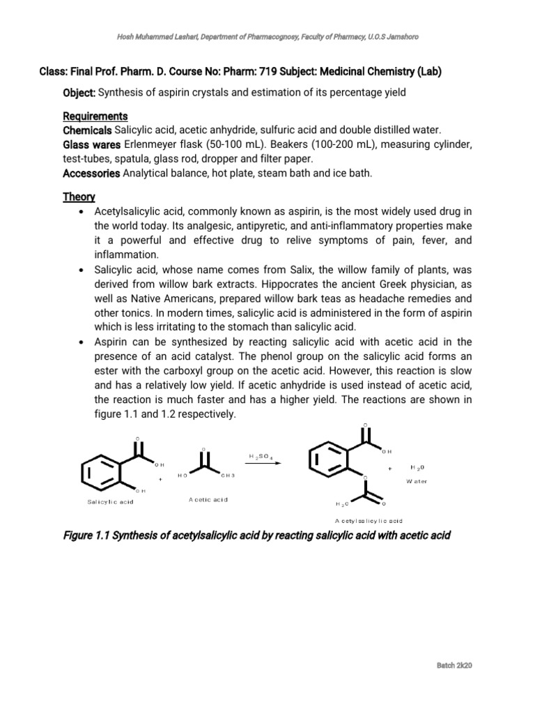 aspirin synthesis | PDF