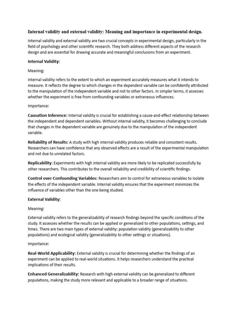 Techniques To Control Confounding Variables | Download Free PDF | Validity (Statistics) | Experiment