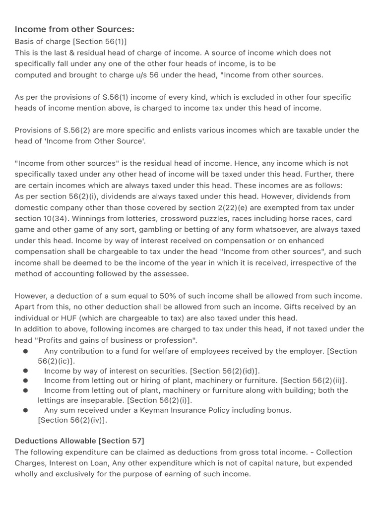 Income From Other Sources | PDF | Expense | Tax Deduction