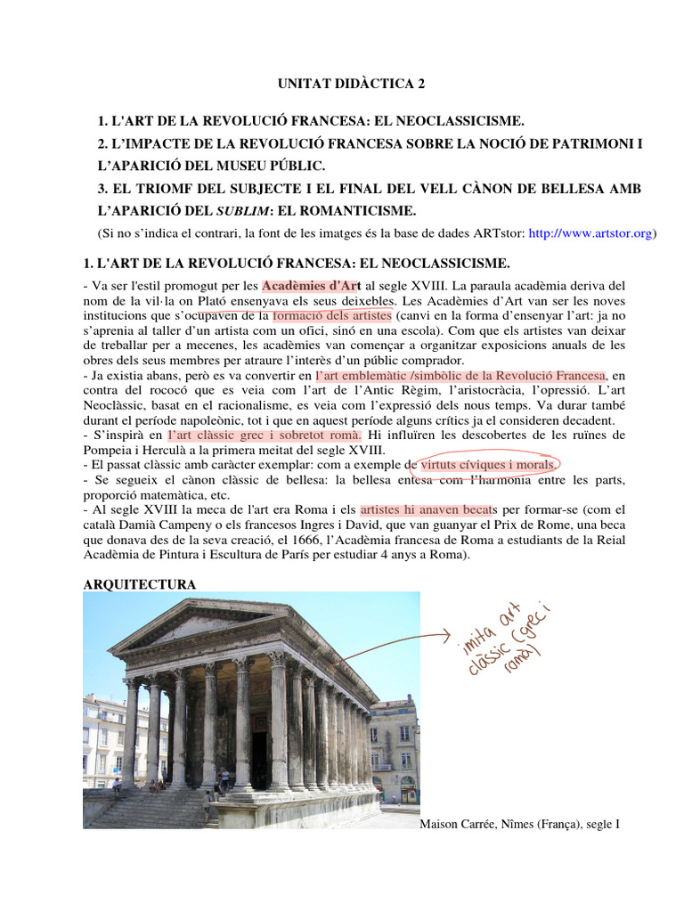 Art S. XVIII I XIX Neoclassicisme I Revolucio Francesa I Patrimoni | PDF