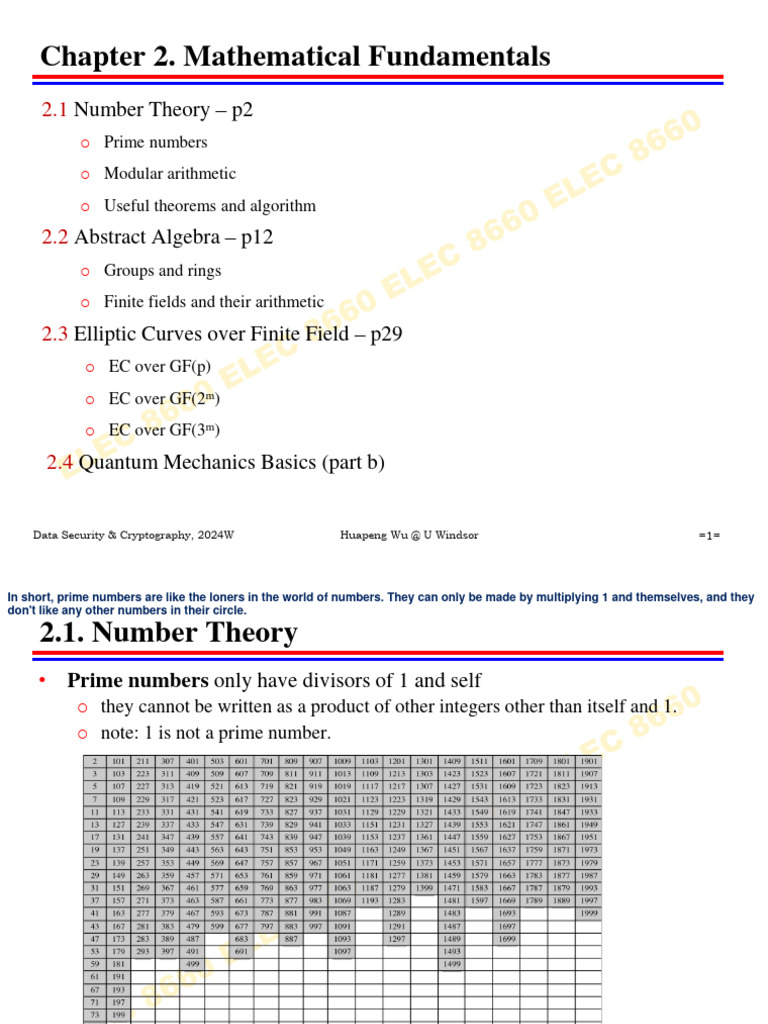 Chapter 2. Mathematical Fundamentals: Number Theory - p2 | PDF | Field (Mathematics) | Group ...