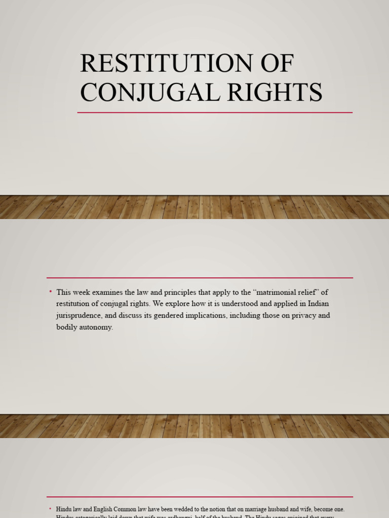 Restitution of Conjugal Rights | PDF | Private Law | Justice