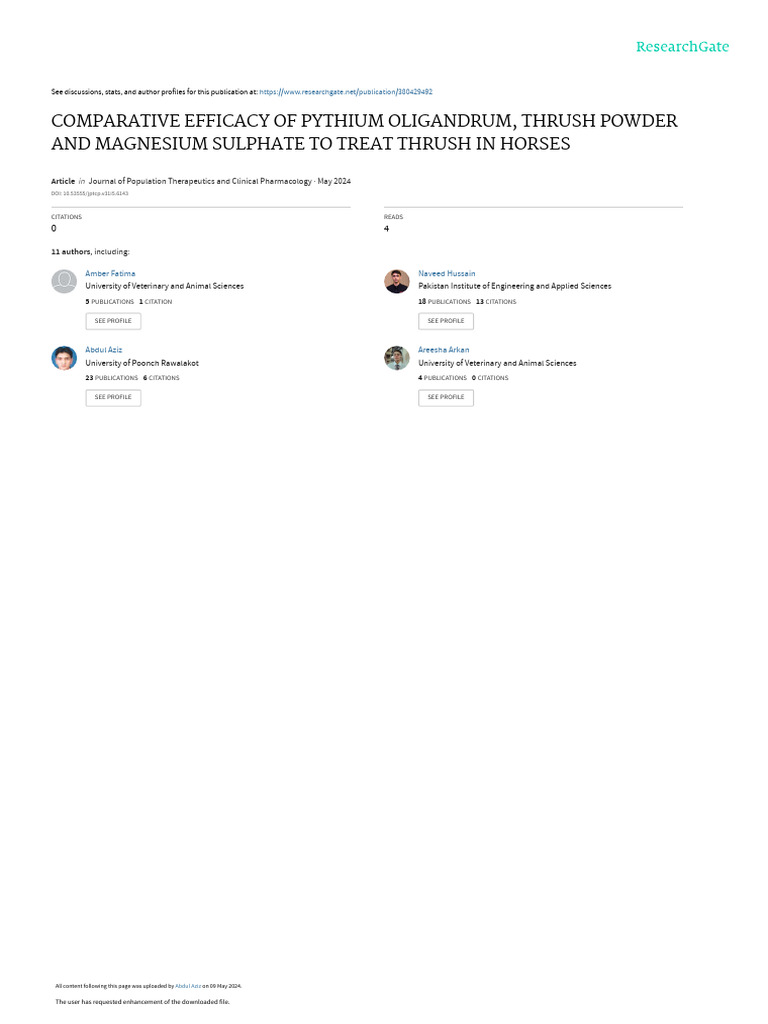 Horse Thrush Treatment Comparison | PDF | Candidiasis | Topical Medication