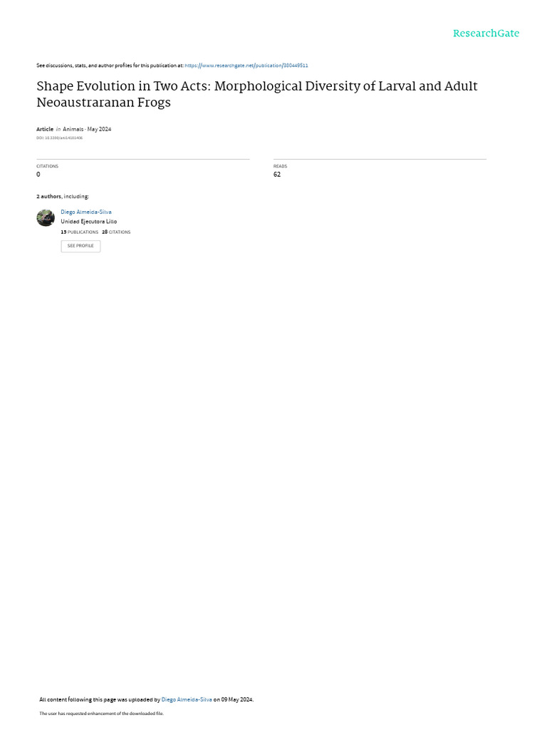 Shape Evolution in Two Acts: Morphological Diversity of Larval and ...