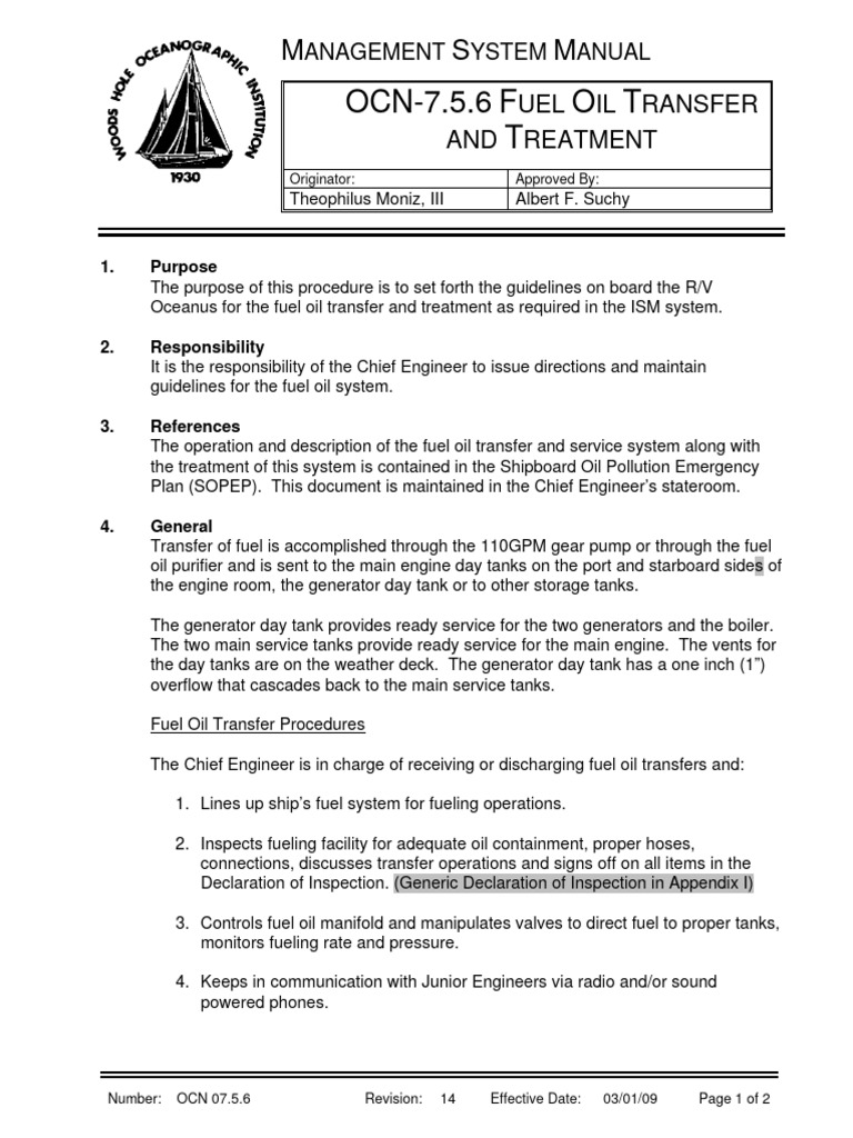 OCN 07.5.6 Fuel Oil Transfer and Treatment | Download Free PDF | Fuel Oil