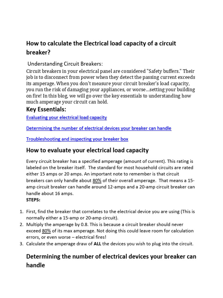 calculate Electrical load capacity of a circuit breaker | PDF | Mains ...