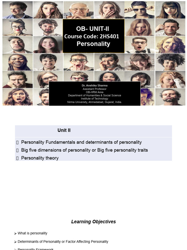 OB UNIT 2 Personality (S) | PDF | Psychopathy | Narcissism