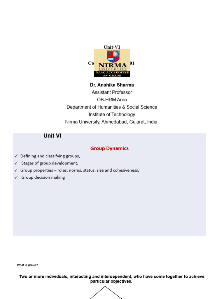 Unit 6 Group Dynamics Pdf Group Cohesiveness Leadership