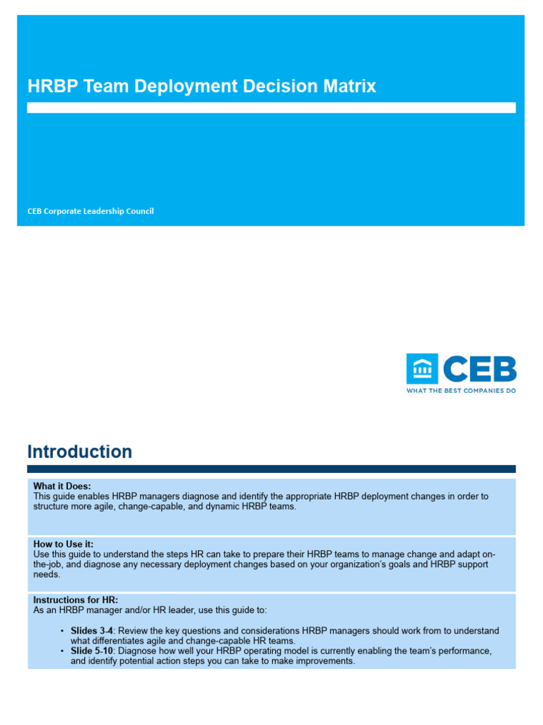3 3 Hrbp Team Deployment Decision Matrix Pdf Mentorship Leadership