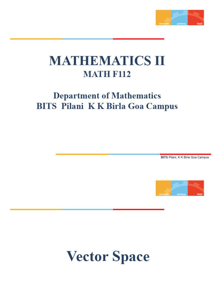 Vector Space and Subspaces | PDF | Vector Space | Linear Subspace