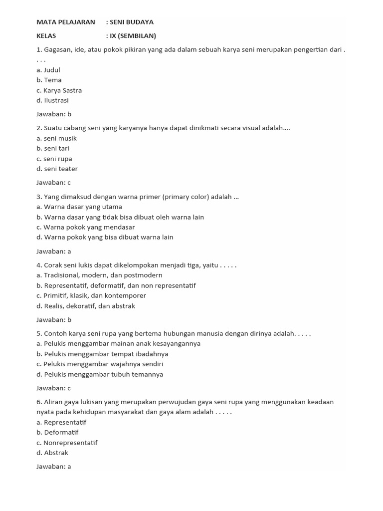 Soal Uam SBK 9 2024 | PDF