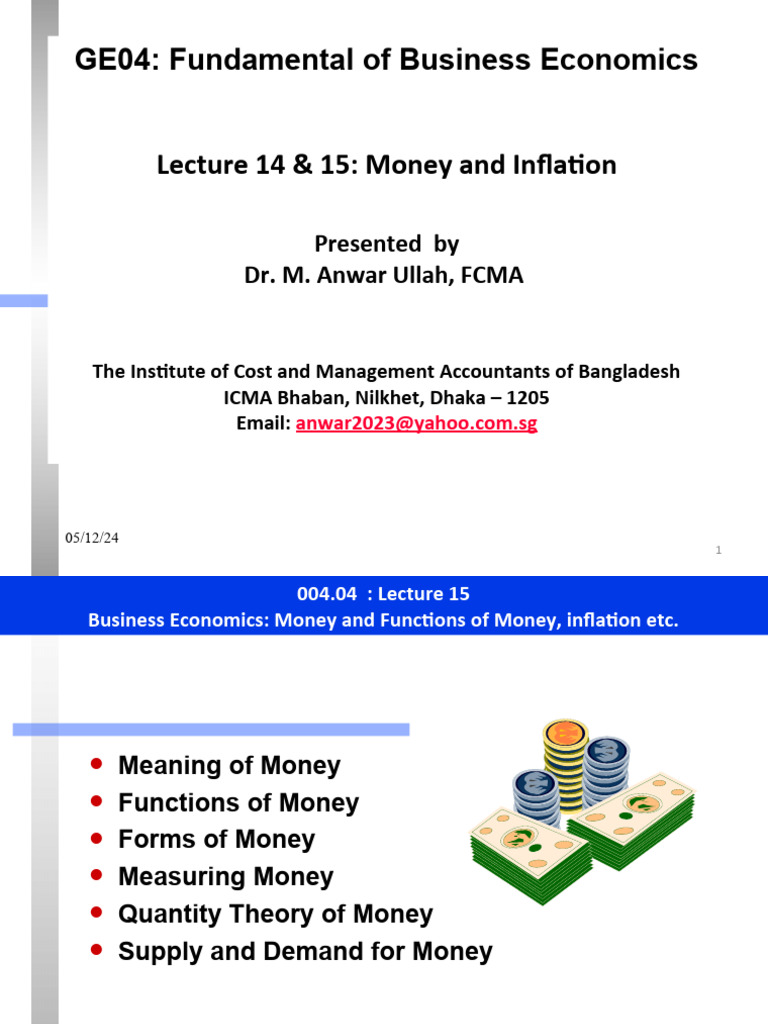 Lecture 14 & 15 Money and Inflation Revised | Download Free PDF | Money Supply | Money