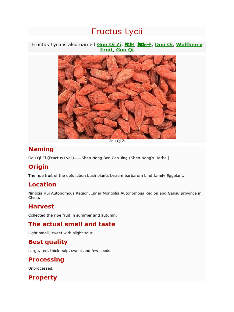 Fructus Lycii | PDF | Cooking, Food & Wine | Wellness