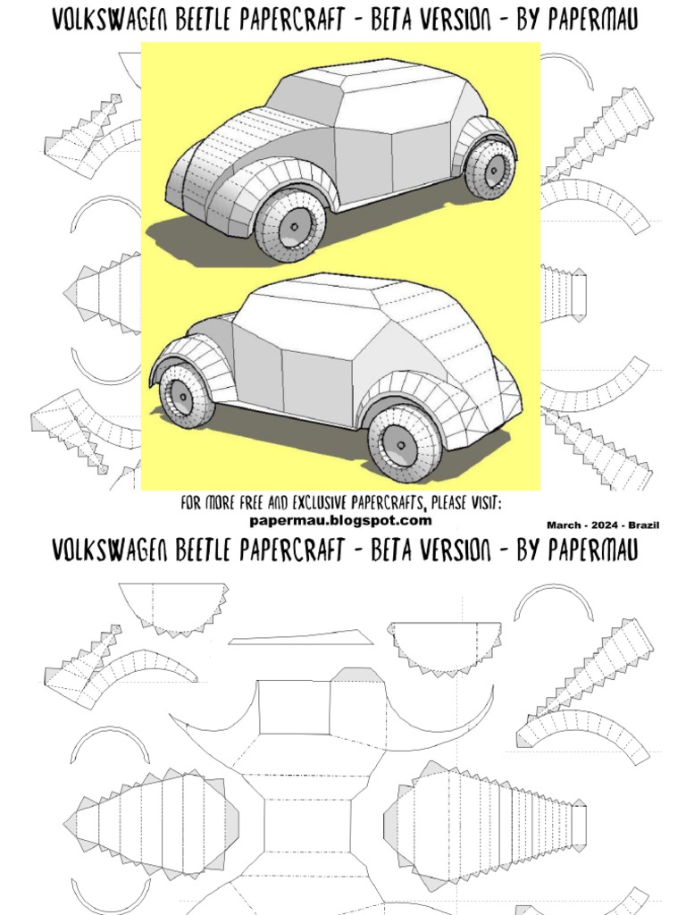 Volkswagen Beetle Papercraft by Papermau - Beta Version - 03 2024 | PDF