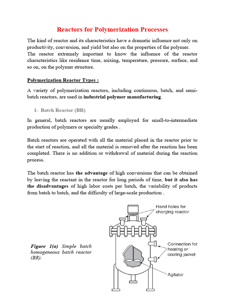 Lecture 9 Reactors | Download Free PDF | Chemical Reactor | Polymerization