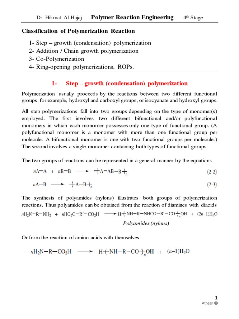 Polymerization 1-5 | PDF | Copolymer | Polymerization