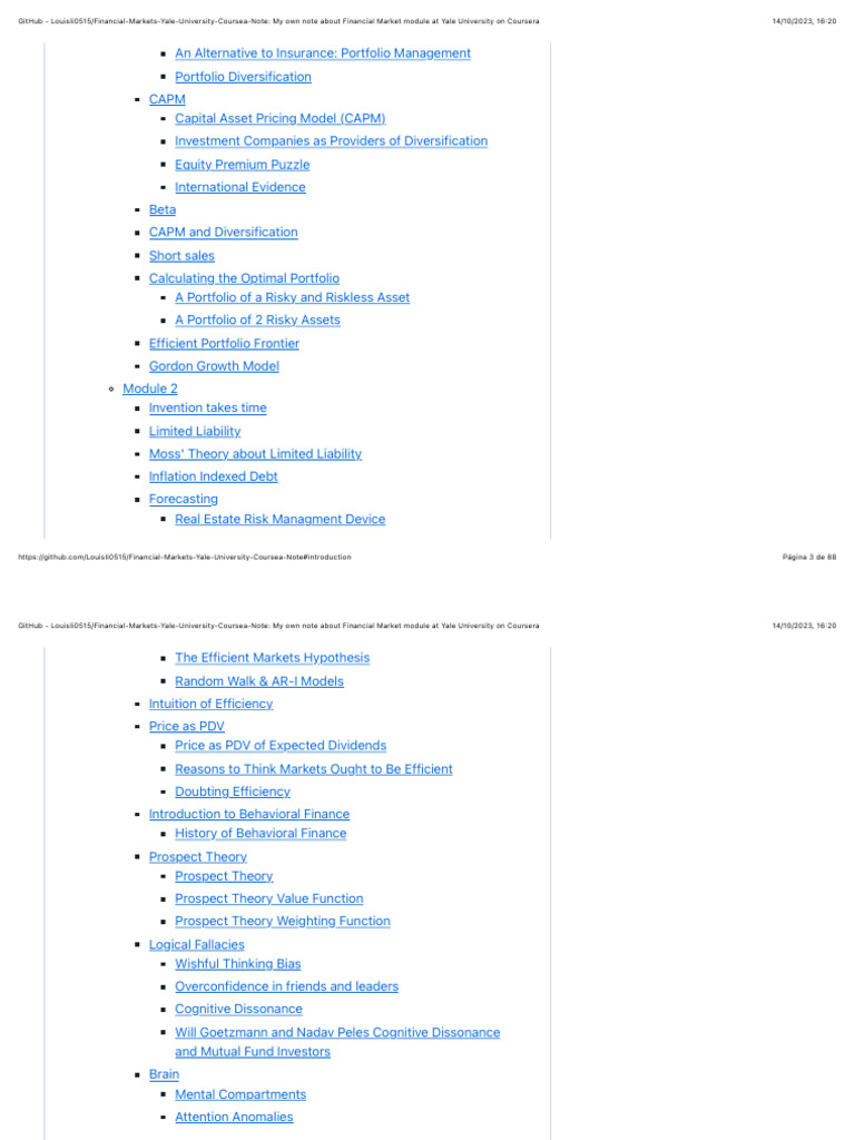 Yale Financial Markets Course Notes | PDF | Capital Asset Pricing Model ...