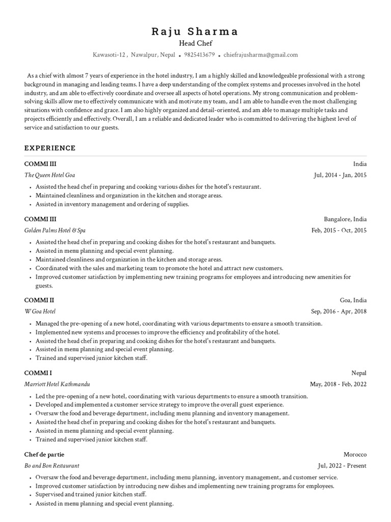 1 - New CV Raju | PDF | Chef | Menu