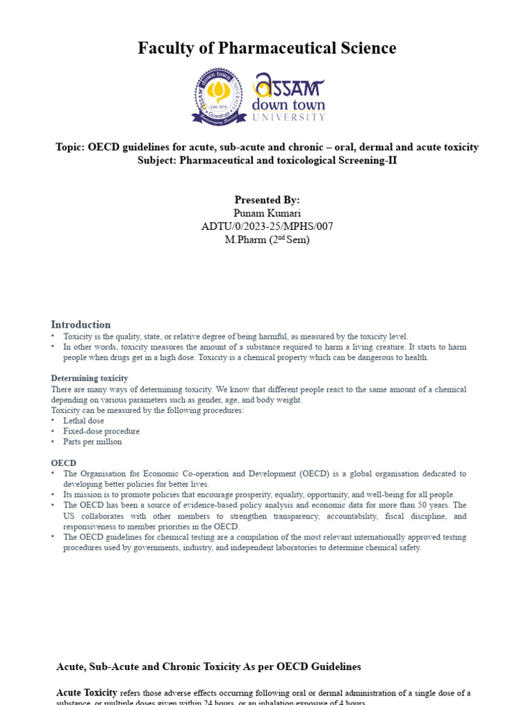OECD Guidelines for Acute, Sub-Acute and Chronic | PDF | Toxicity ...