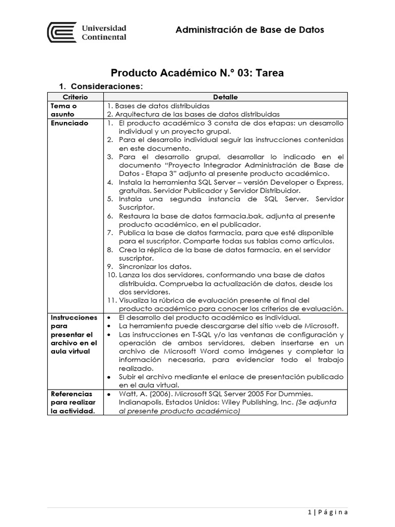 PA3 Administración de Base de Datos | PDF | Servidor SQL de Microsoft ...