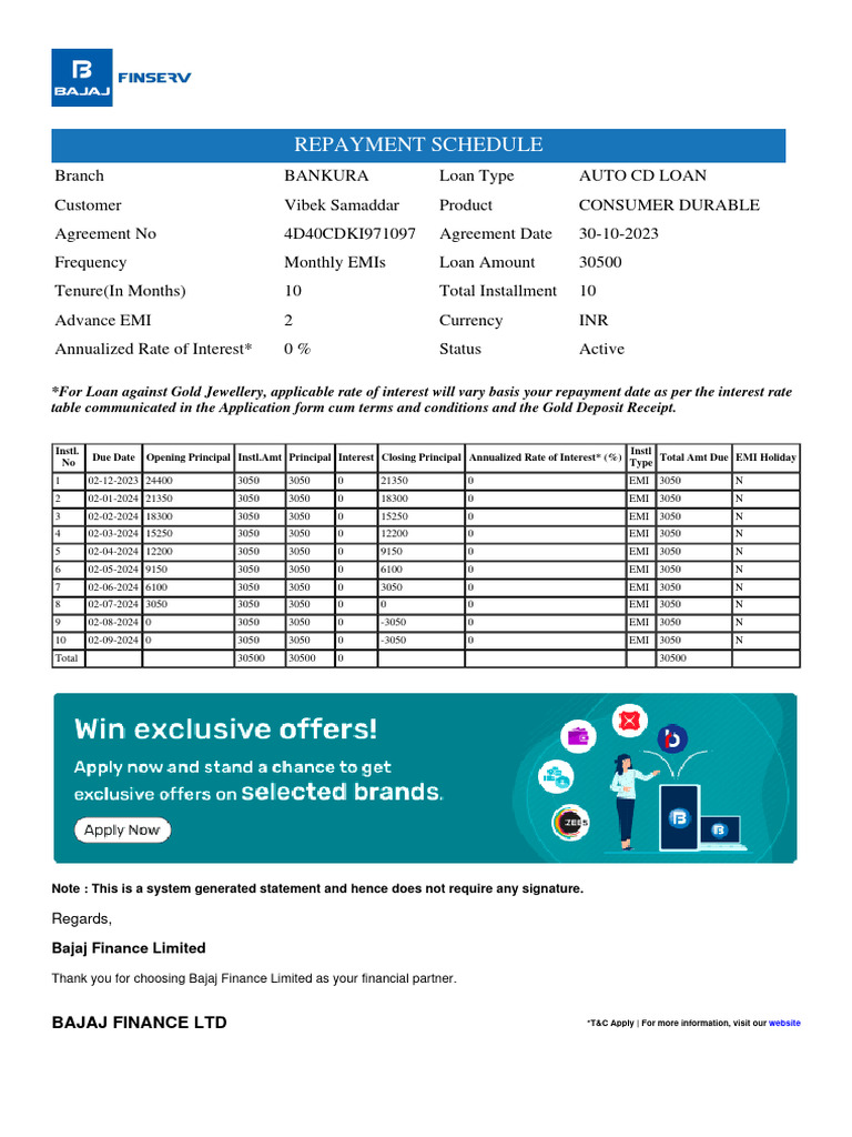 Auto CD Loan Repayment Schedule | PDF | Interest | Loans