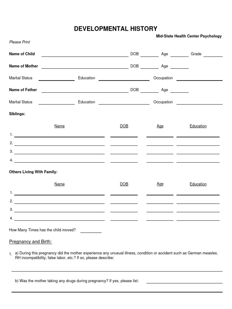 Psychology Developmental History | Download Free PDF | Pregnancy ...