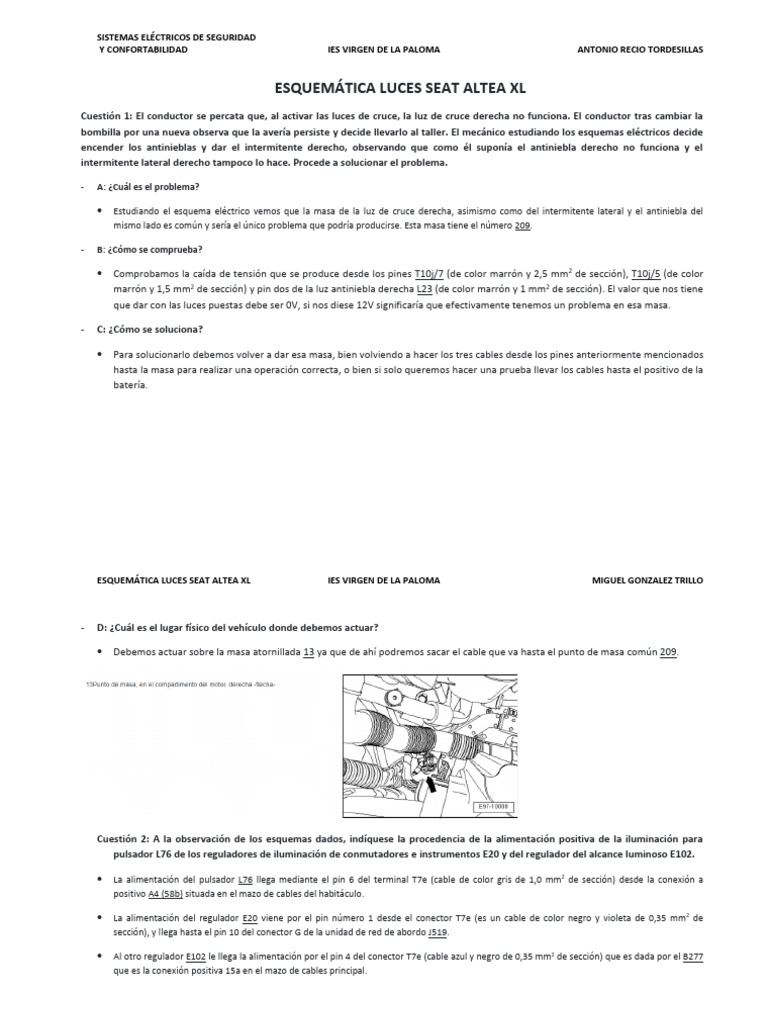Esquema eléctrico luces Seat Altea XL | PDF | Ingenieria Eléctrica | Electricidad