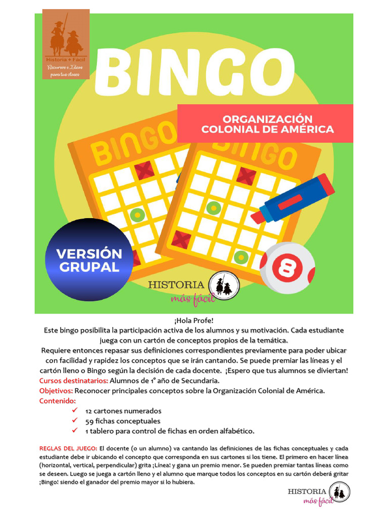 Bingo Organizacion Colonial Grupal | PDF | Nueva españa | Pueblos ...
